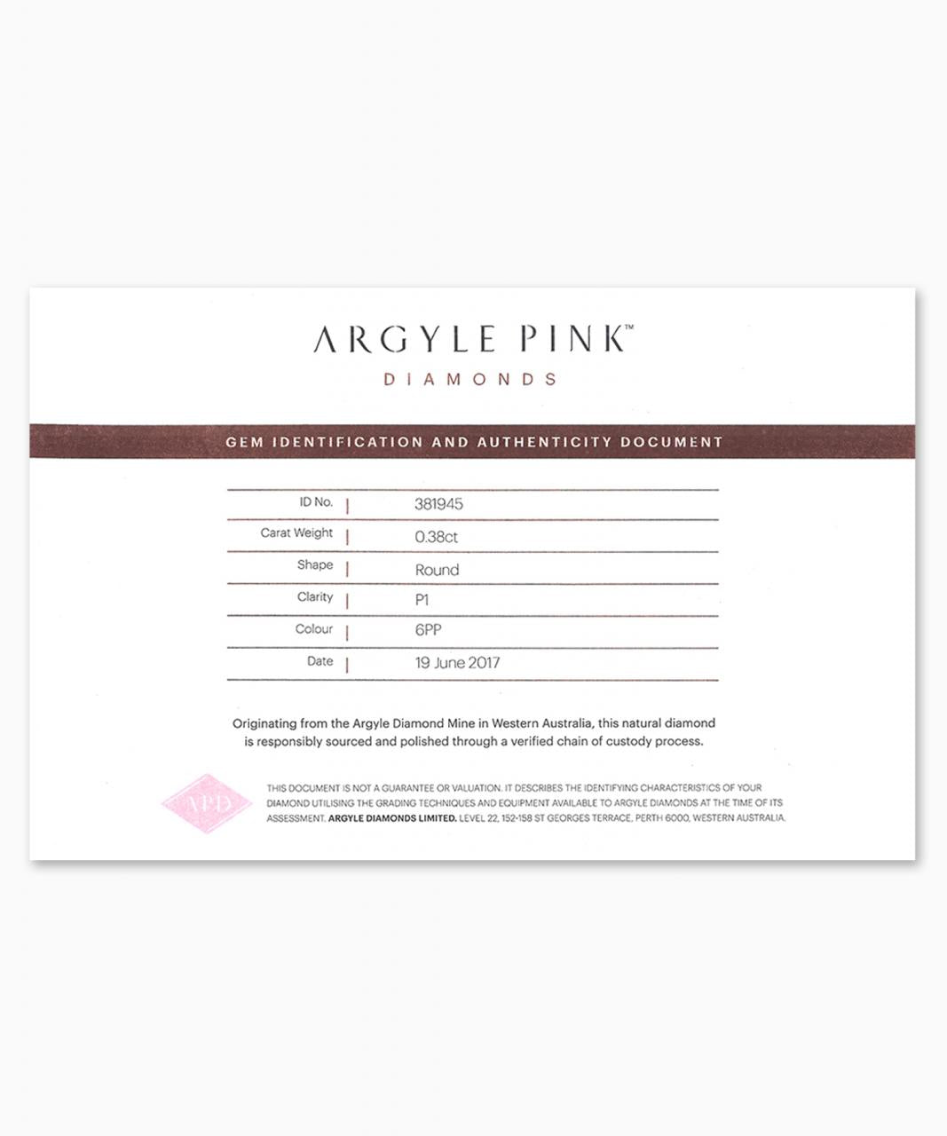 0.38ct Natural Fancy Purplish Pink, 6PP, I1, Argyle Pink Diamond ...